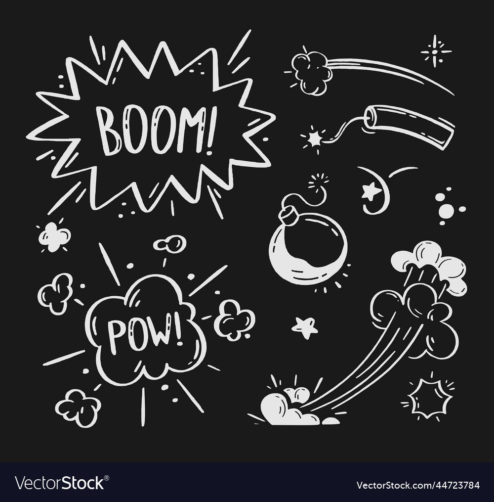 Comic Explosions And Bombs Set Speech Bubbles Vector Image