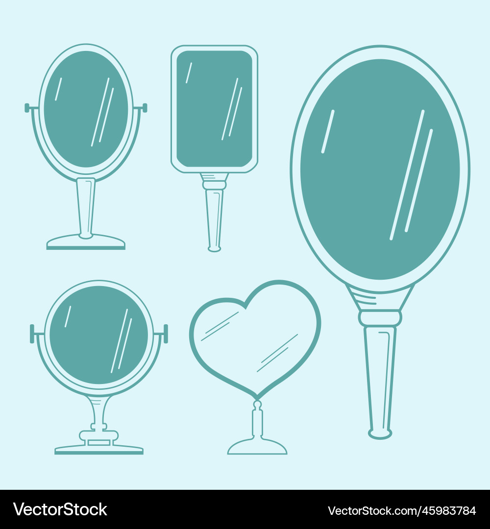 Green face mirror outline collection Royalty Free Vector