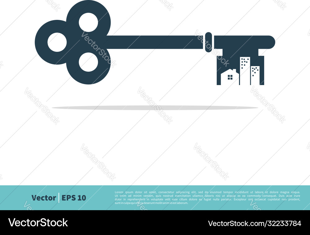 House building and key icon logo template design Vector Image