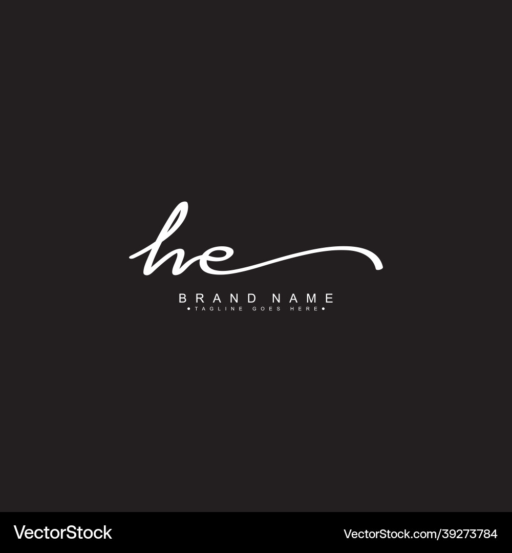 Initial letter he logo - handwritten signature Vector Image