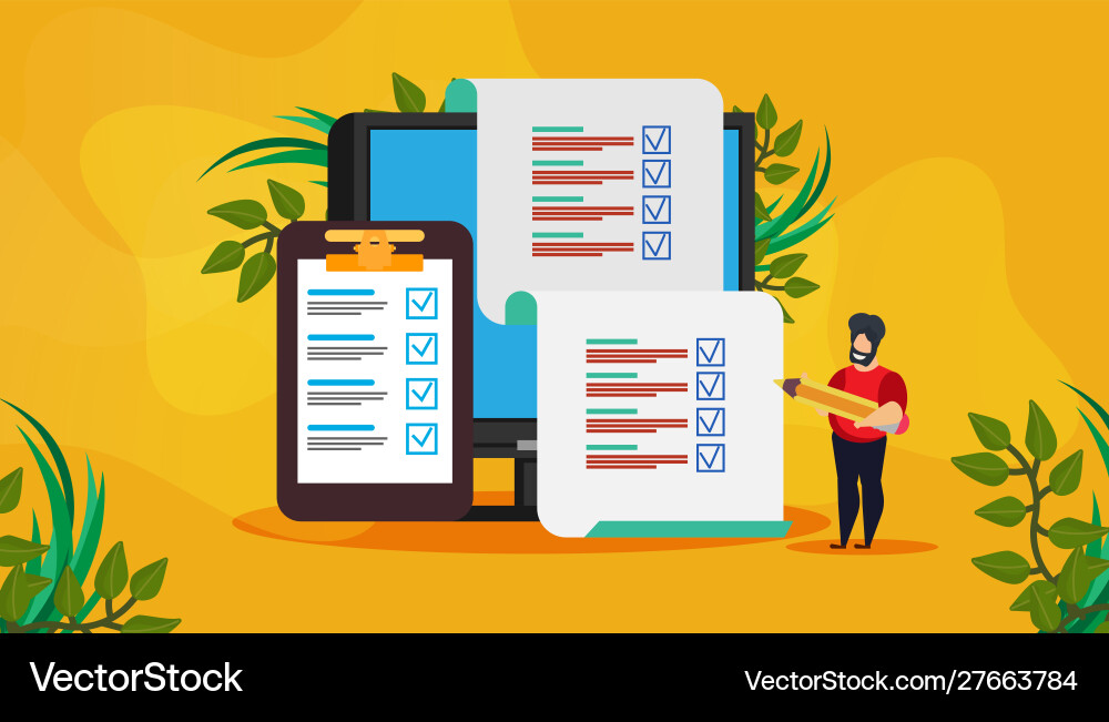 Online exam test survey result quiz form answer Vector Image
