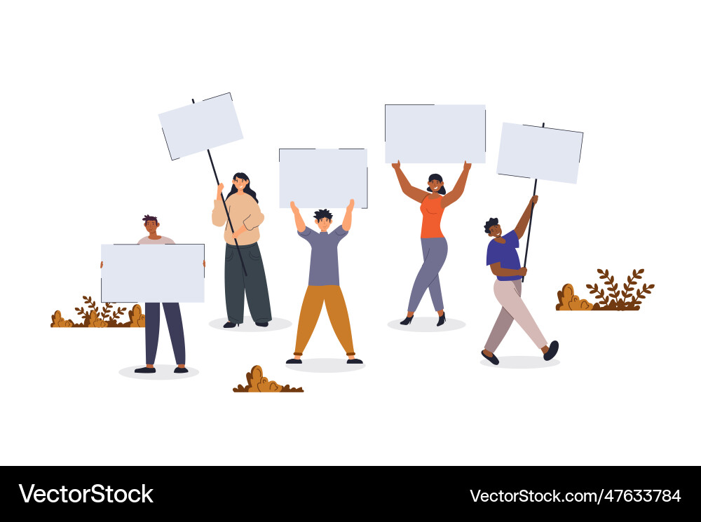 People holding blank empty banners concept Vector Image