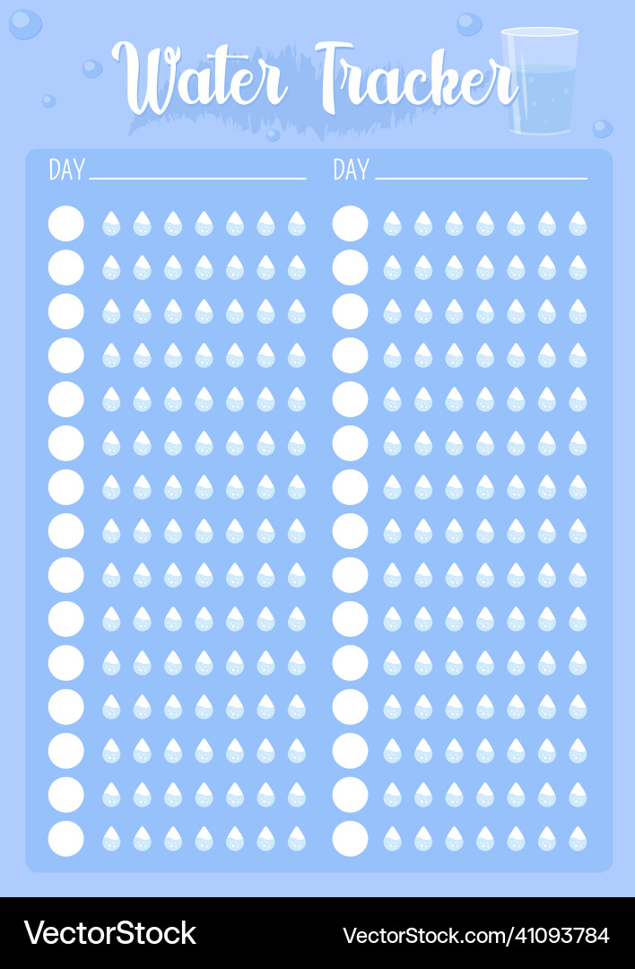 Water drinking tracker creative planner page Vector Image