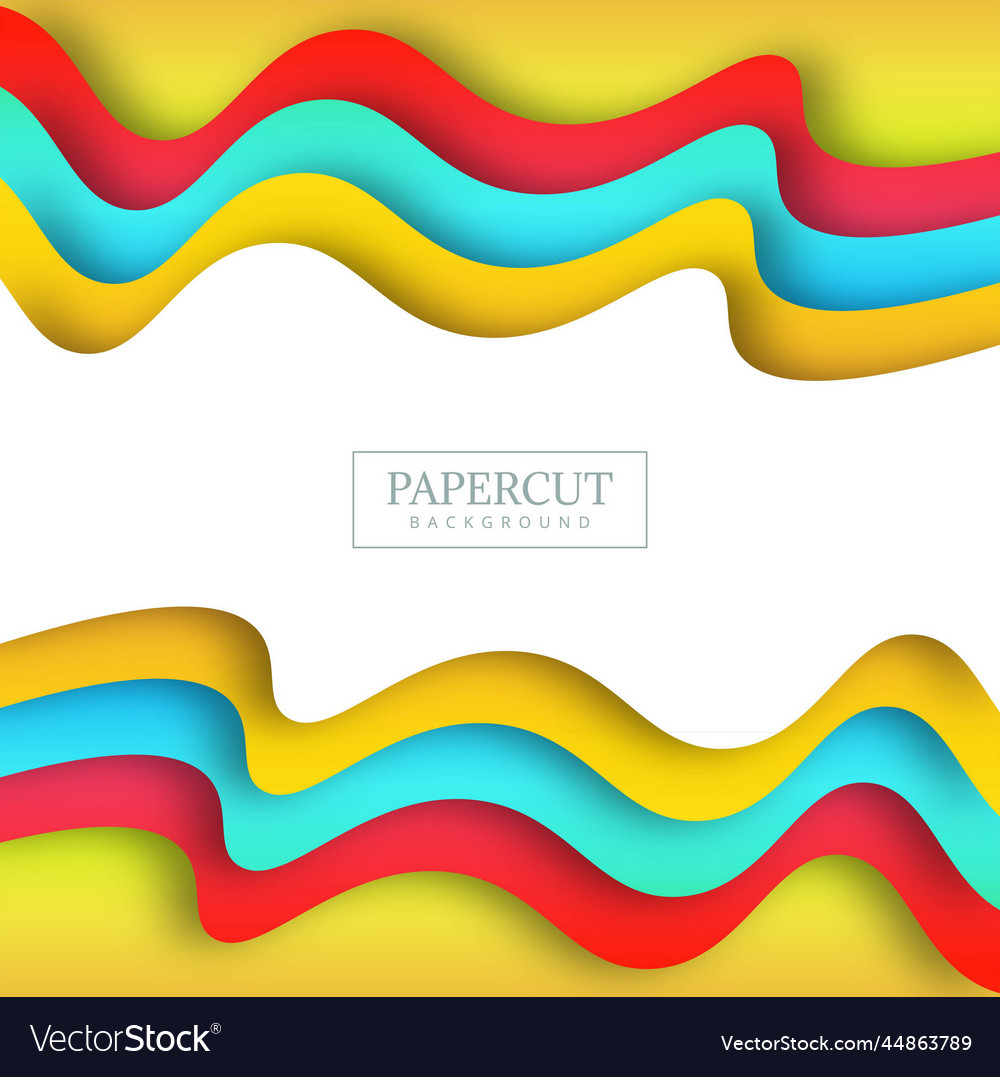 Beautiful Papercut Colorful Wave Background Vector Image