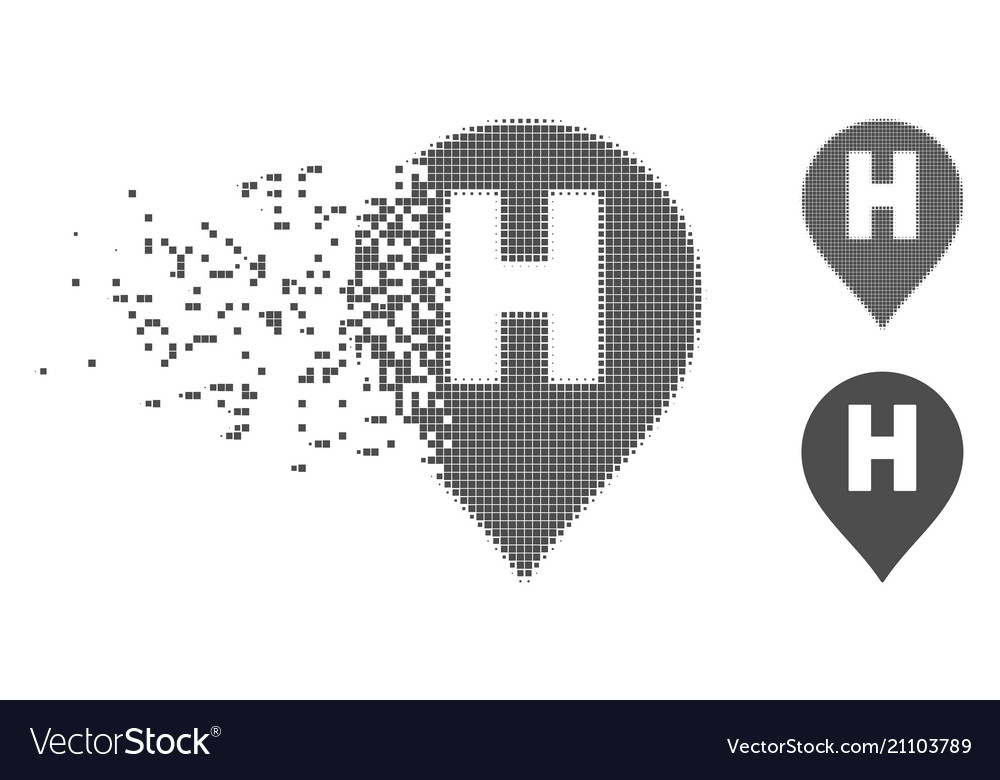 Broken pixel halftone hospital letter marker icon Vector Image Broken pixel halftone hospital letter marker icon Vector Image
