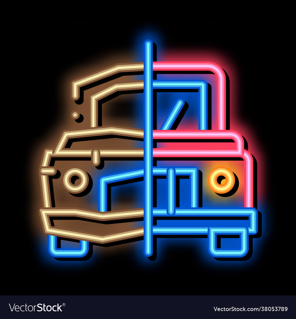 Crashed and fixed neon glow icon Royalty Free Vector Image