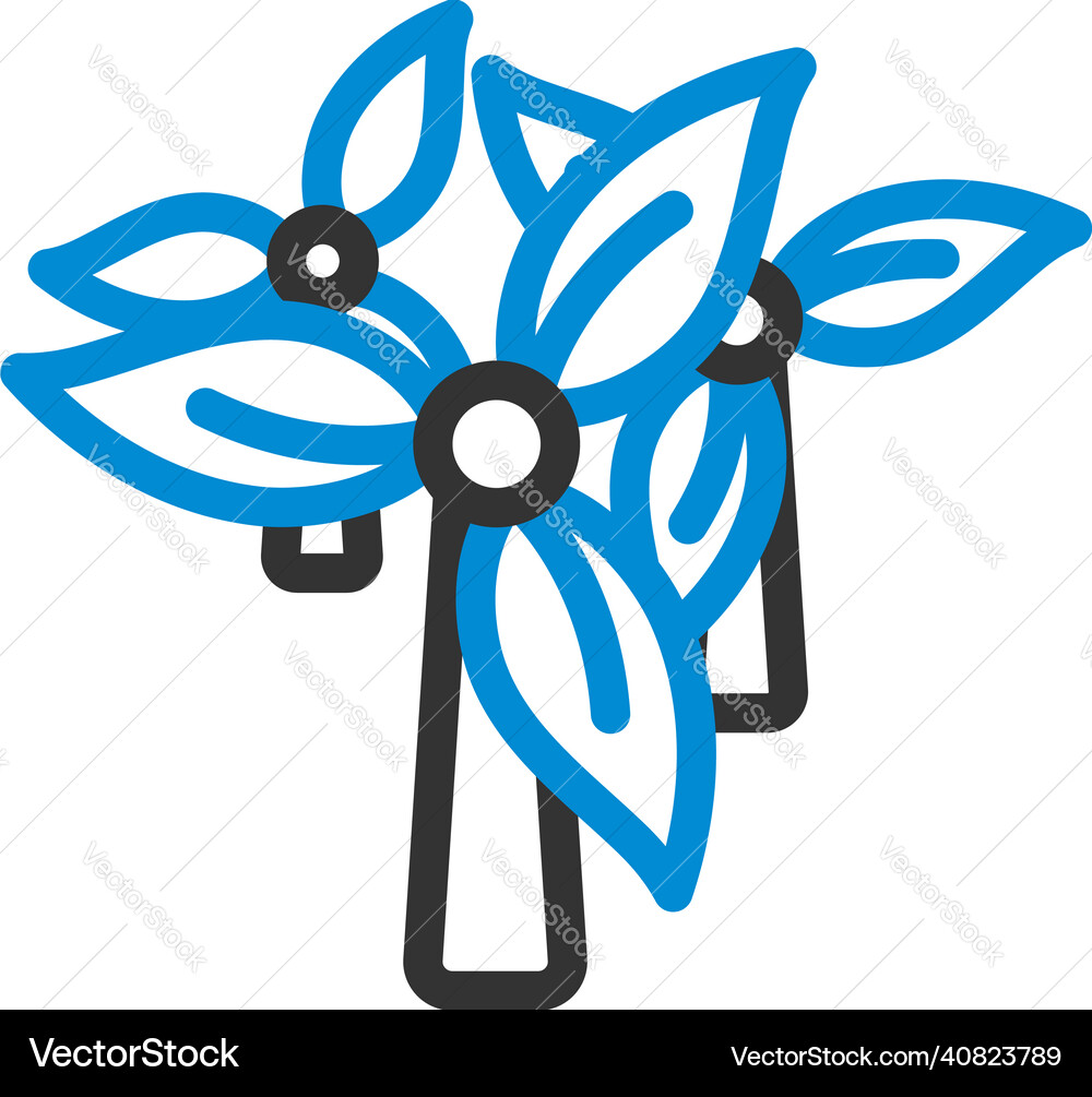 Wind mill with leaves in blades icon Royalty Free Vector