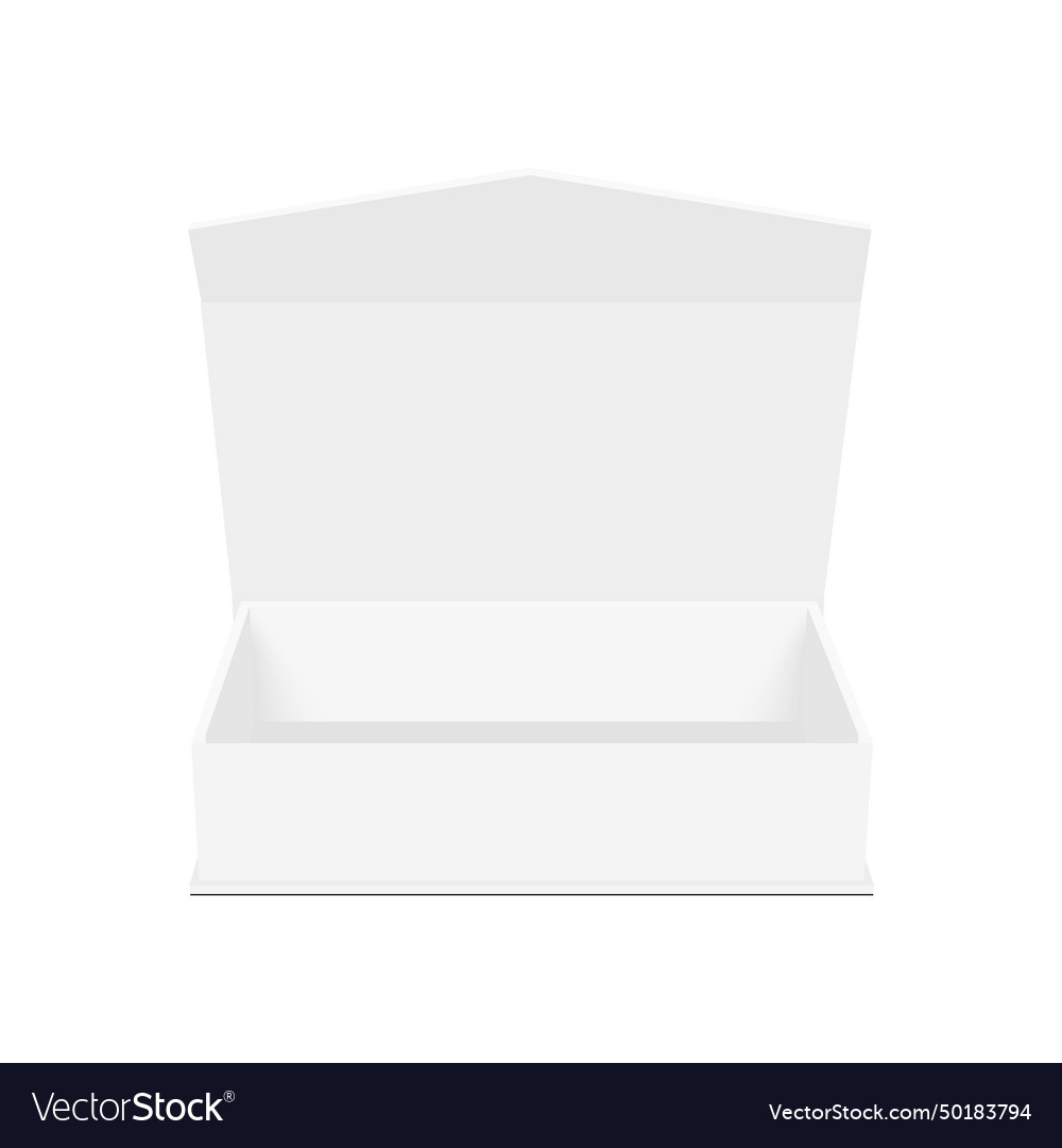 Empty rectangular box with opened lid front view Vector Image