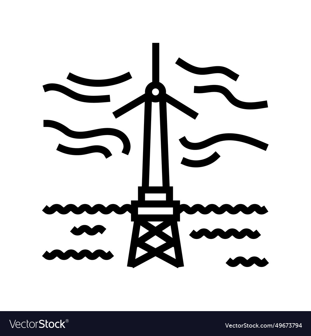 Floating wind turbine line icon Royalty Free Vector Image Floating wind turbine line icon Royalty Free Vector Image