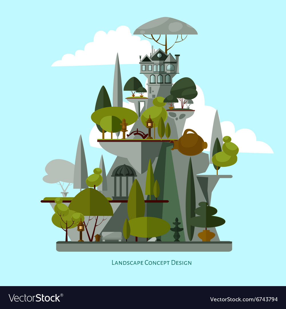 Landscape design flat Royalty Free Vector Image