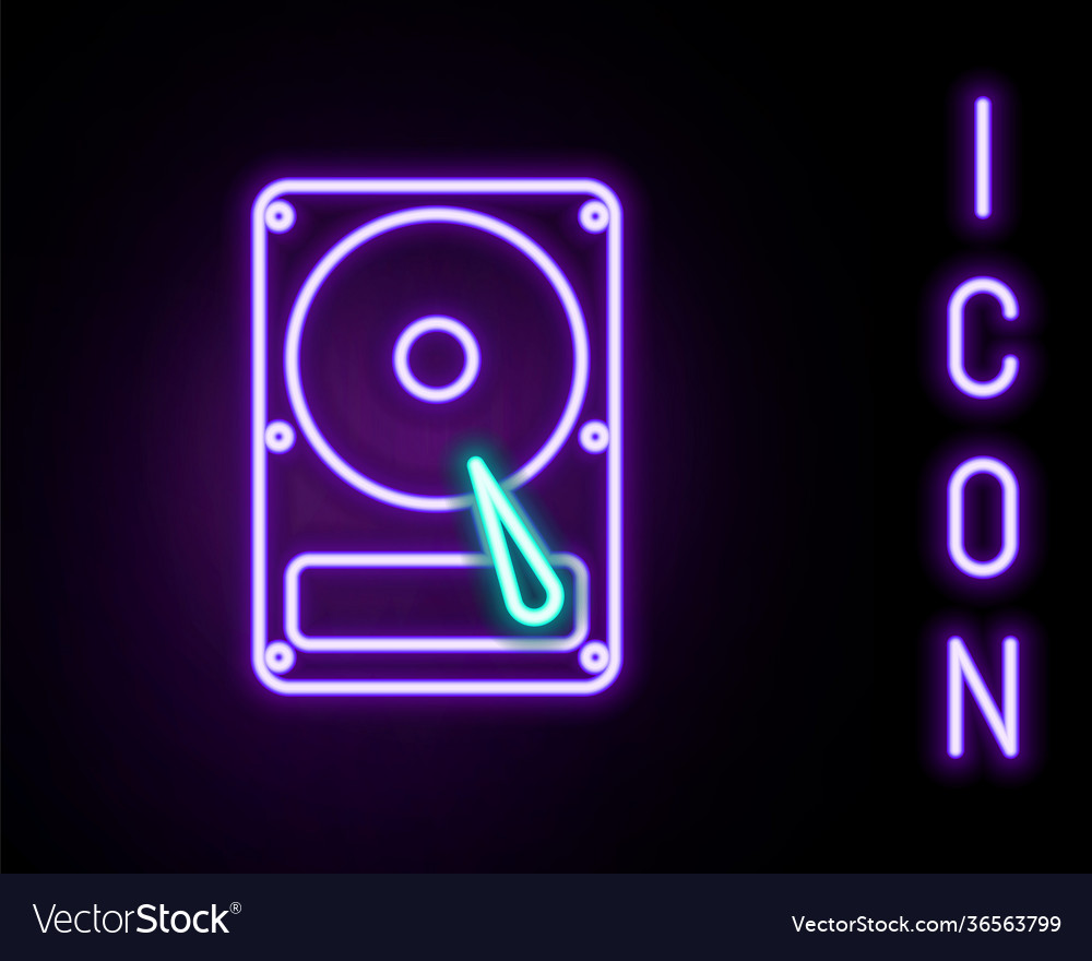 Glowing neon line hard disk drive hdd icon Vector Image Glowing neon line hard disk drive hdd icon Vector Image
