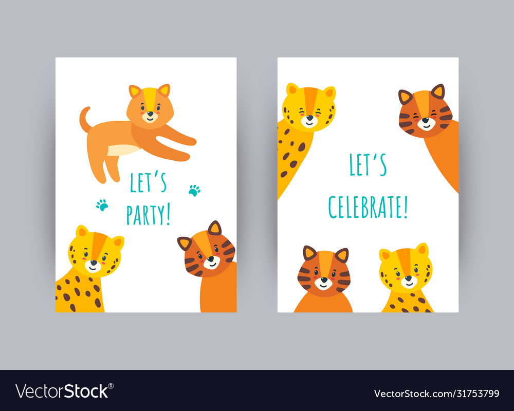 Greeting cards with cute animals Royalty Free Vector Image