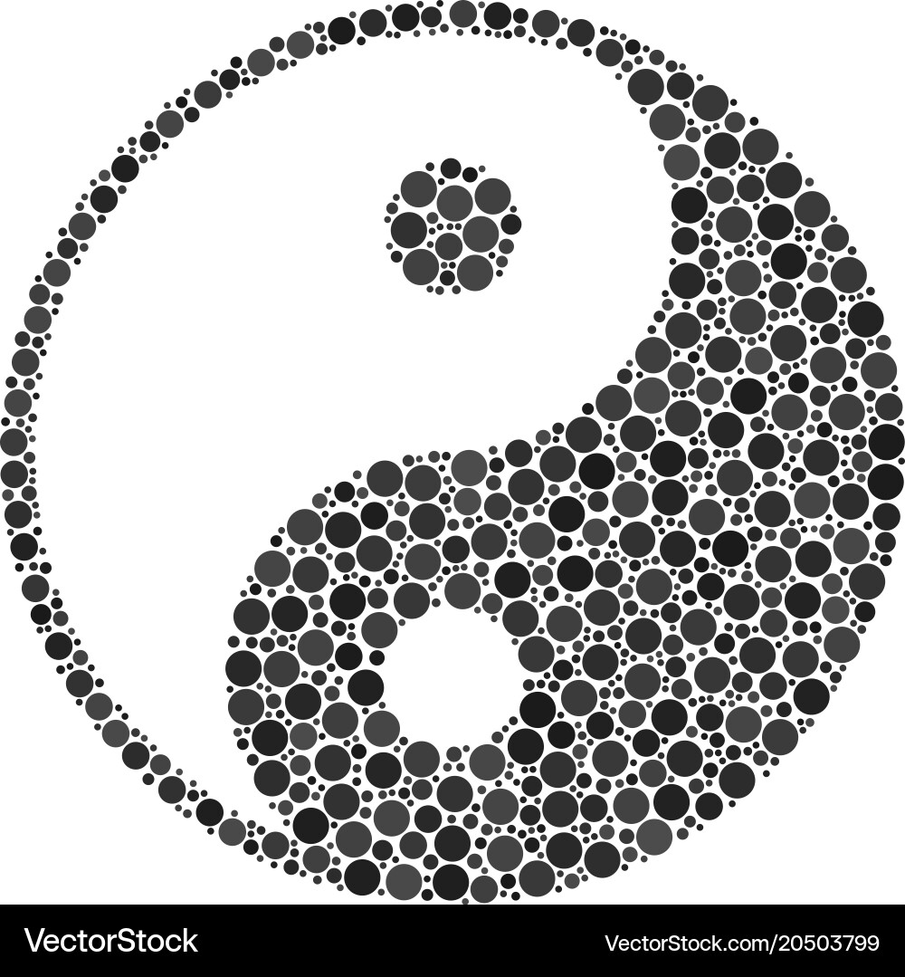 Yin yang composition of filled circles Royalty Free Vector
