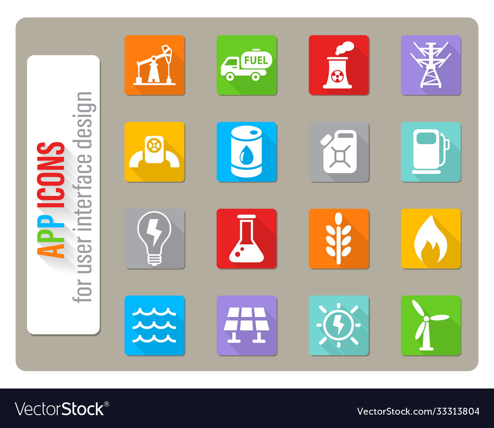 Fuel and power icon set Royalty Free Vector Image
