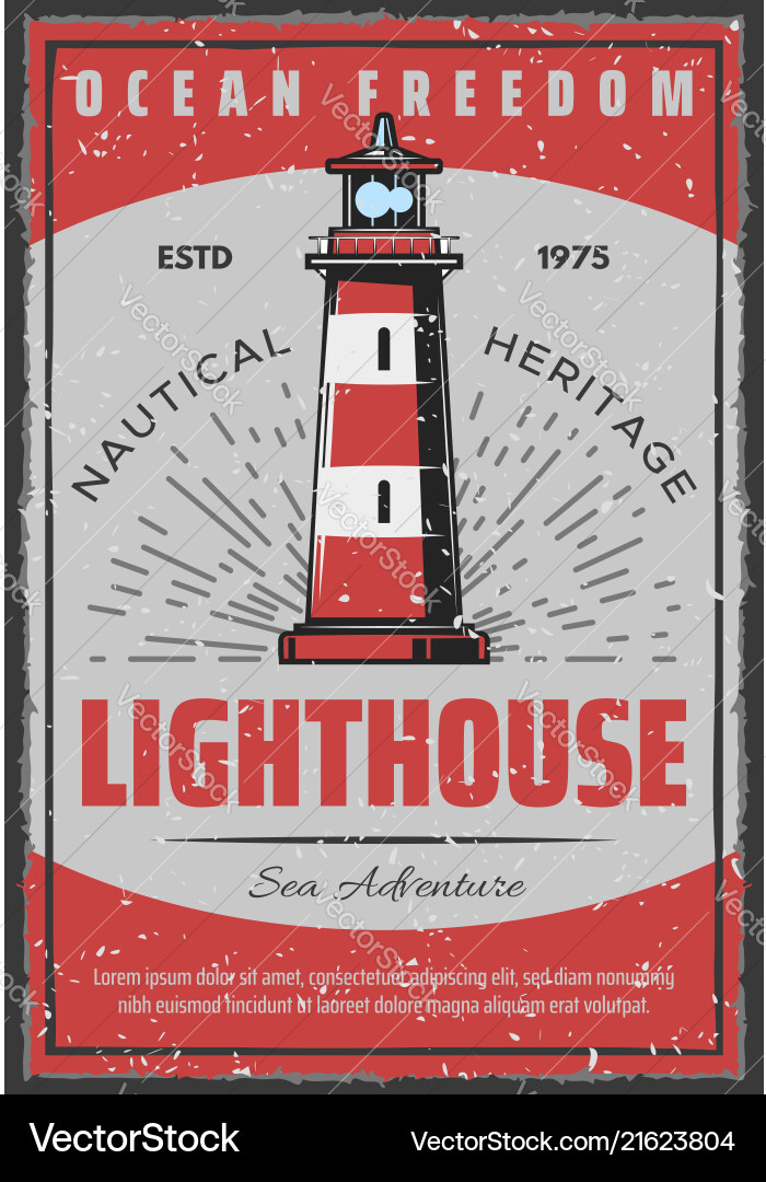 Marine seafarer navigation lighthouse retro poster