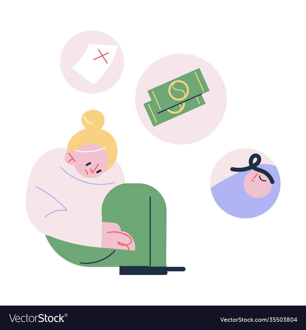 Unemployed woman suffering feeling unable to find Vector Image
