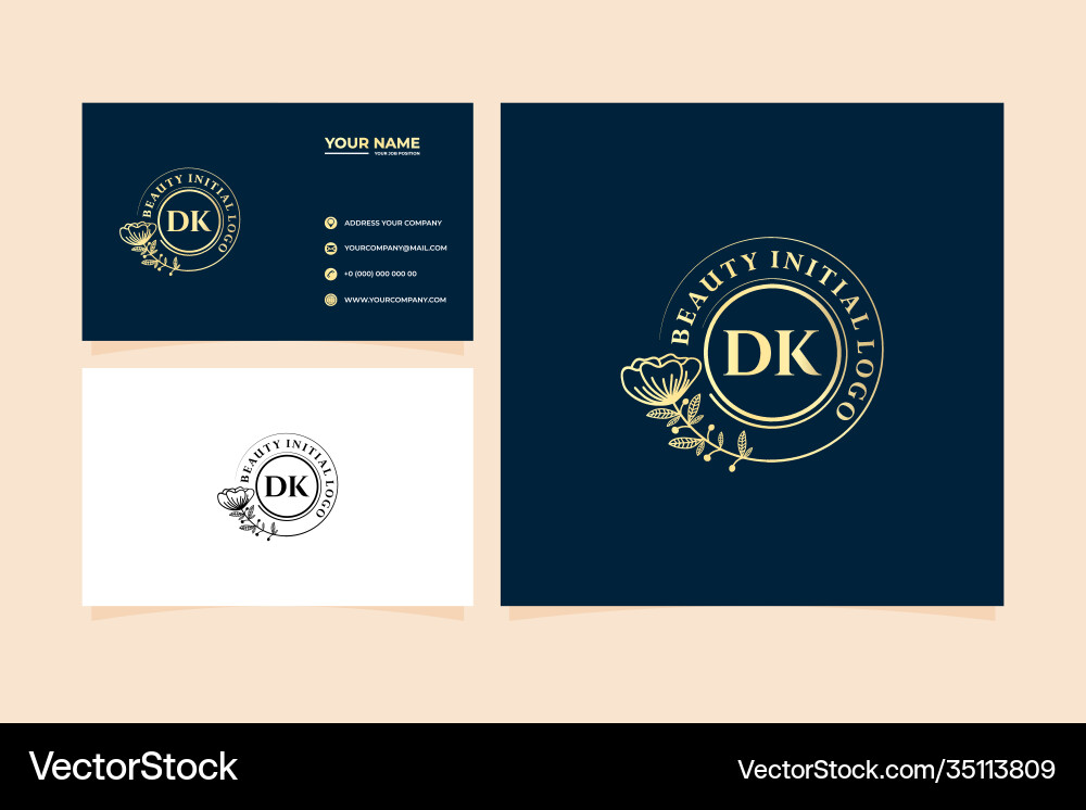 Initial dk letters hand drawn feminine and floral Vector Image