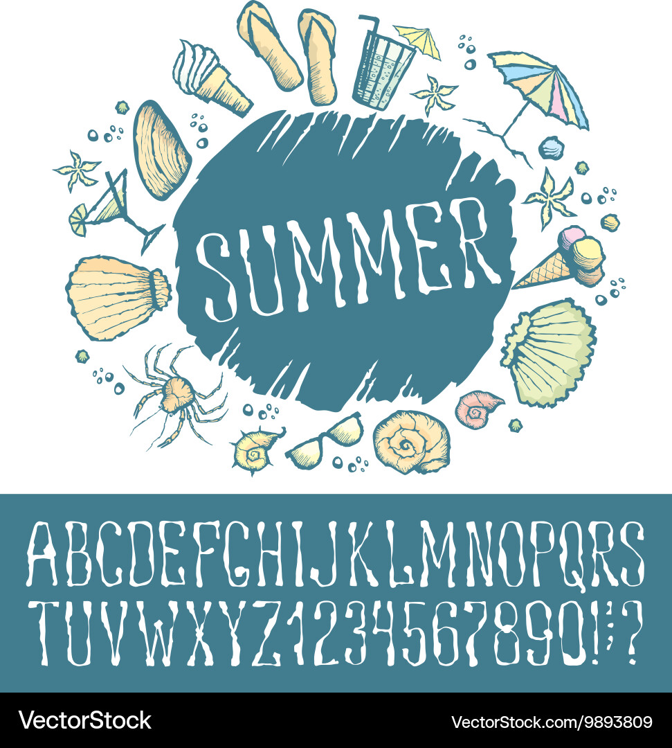Label with hand made font inscription summer Vector Image