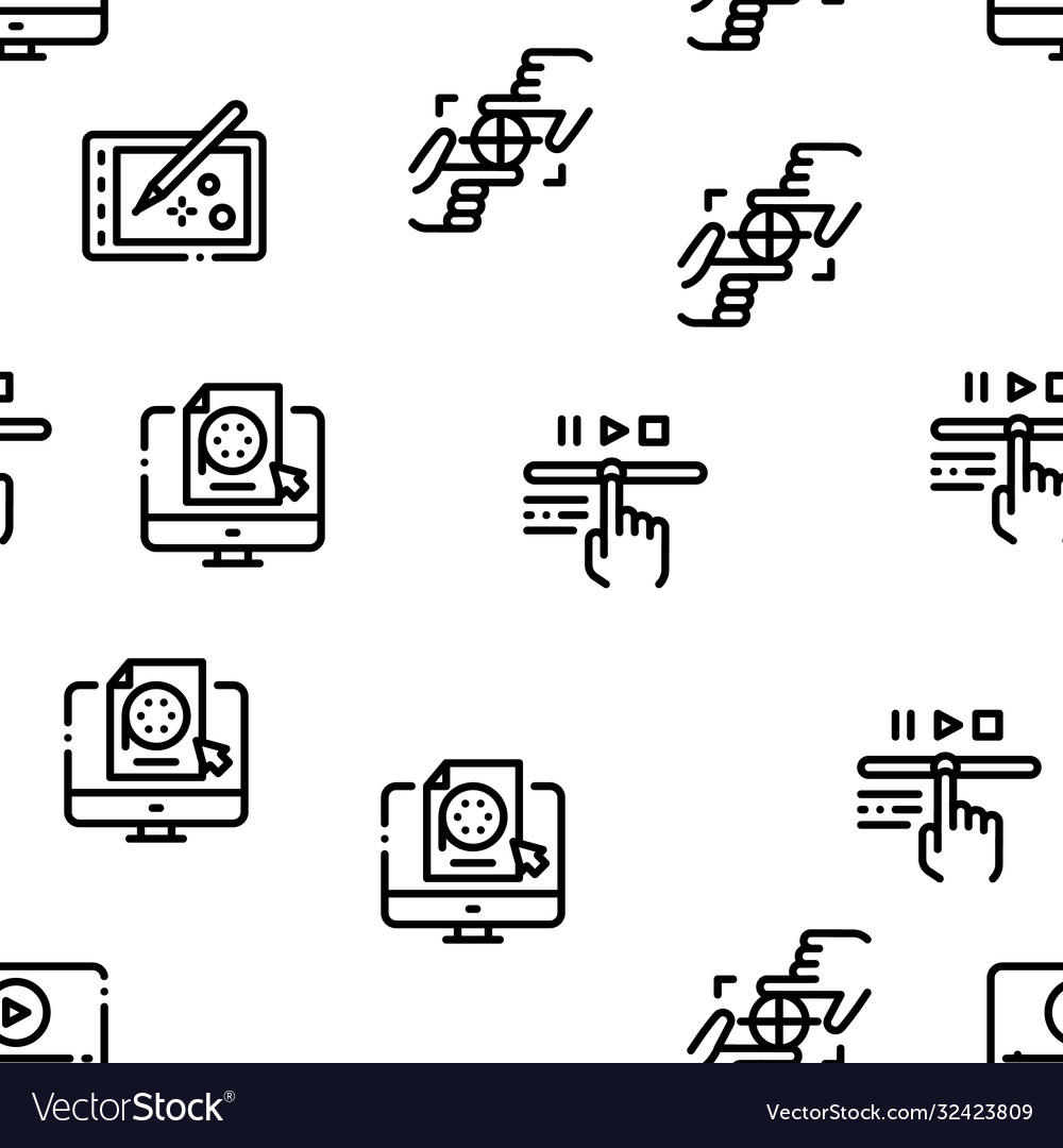 Motion design studio seamless pattern Royalty Free Vector