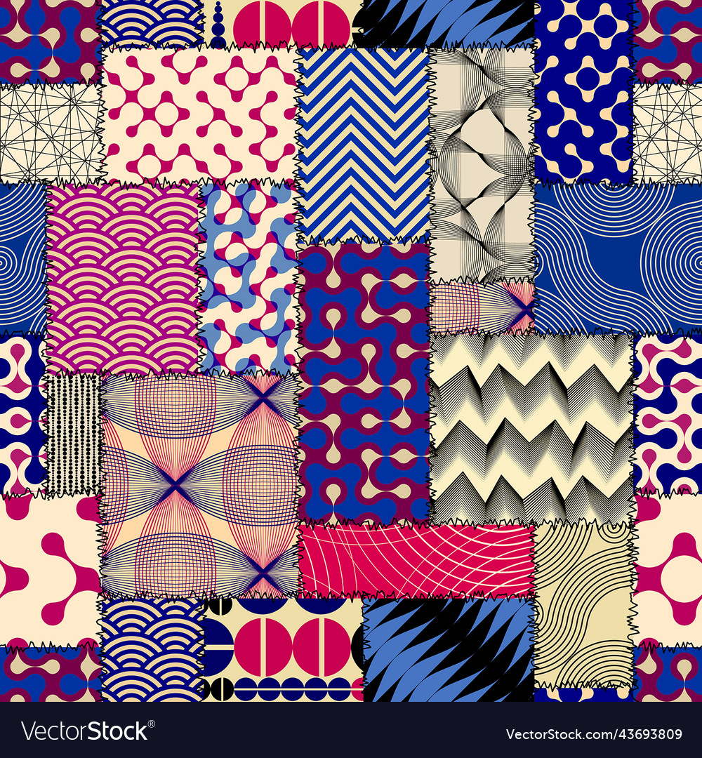 Patchwork textile pattern seamless quilting Vector Image