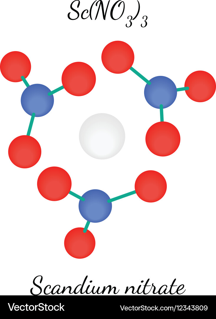 Scandium nitrate scn3o9 molecule Royalty Free Vector Image