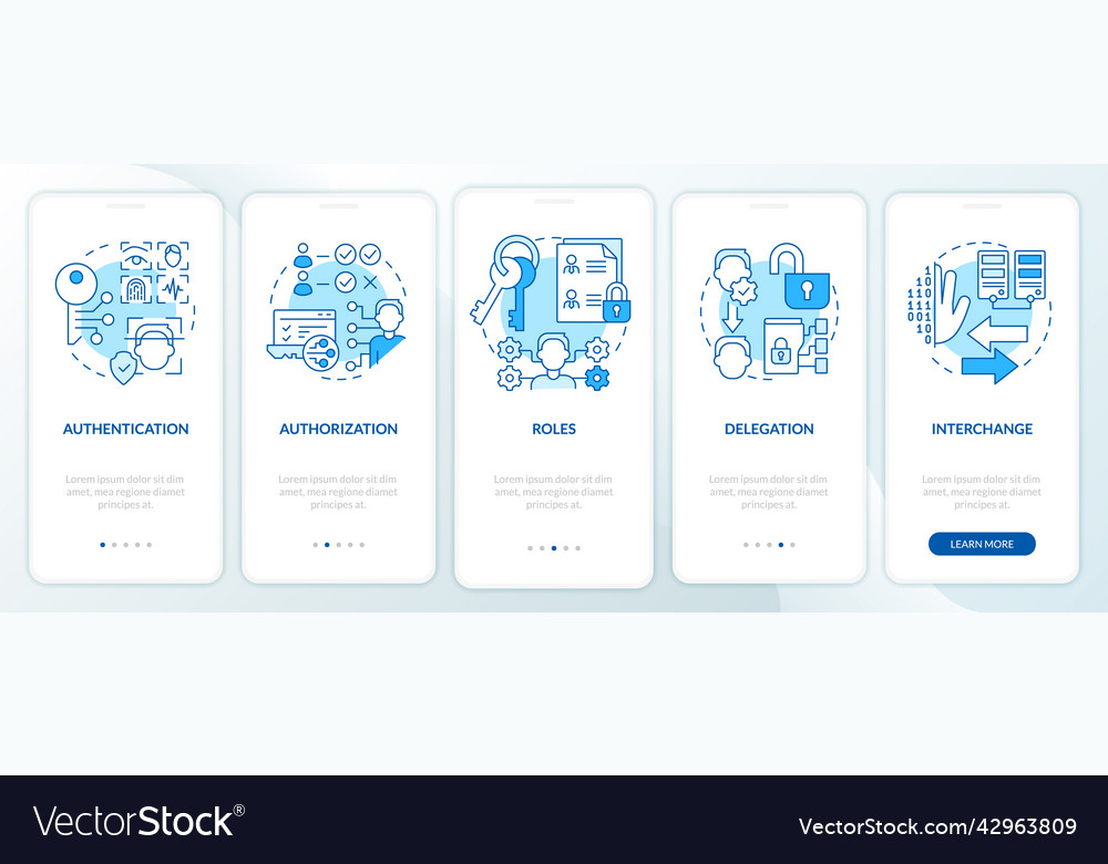 System capabilities blue onboarding mobile app Vector Image