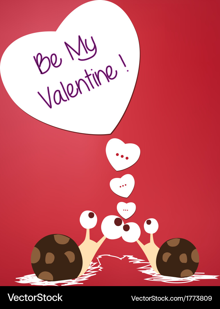 Valentine snails with hearts greeting Royalty Free Vector