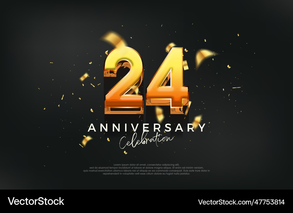 3d 24th anniversary celebration design Royalty Free Vector