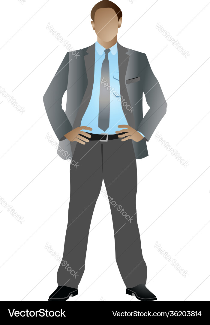 A standing man in classic gray jacket Royalty Free Vector