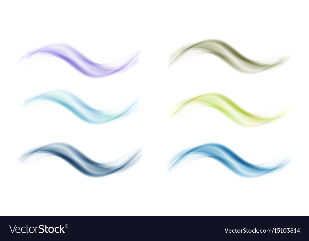 Abstract colored wave set on white background Vector Image