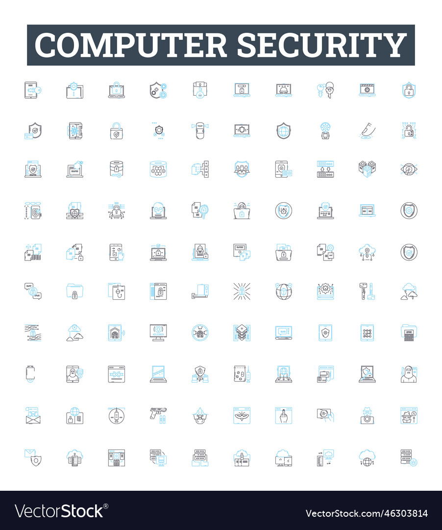 Computer security line icons set antivirus Vector Image Computer security line icons set antivirus Vector Image