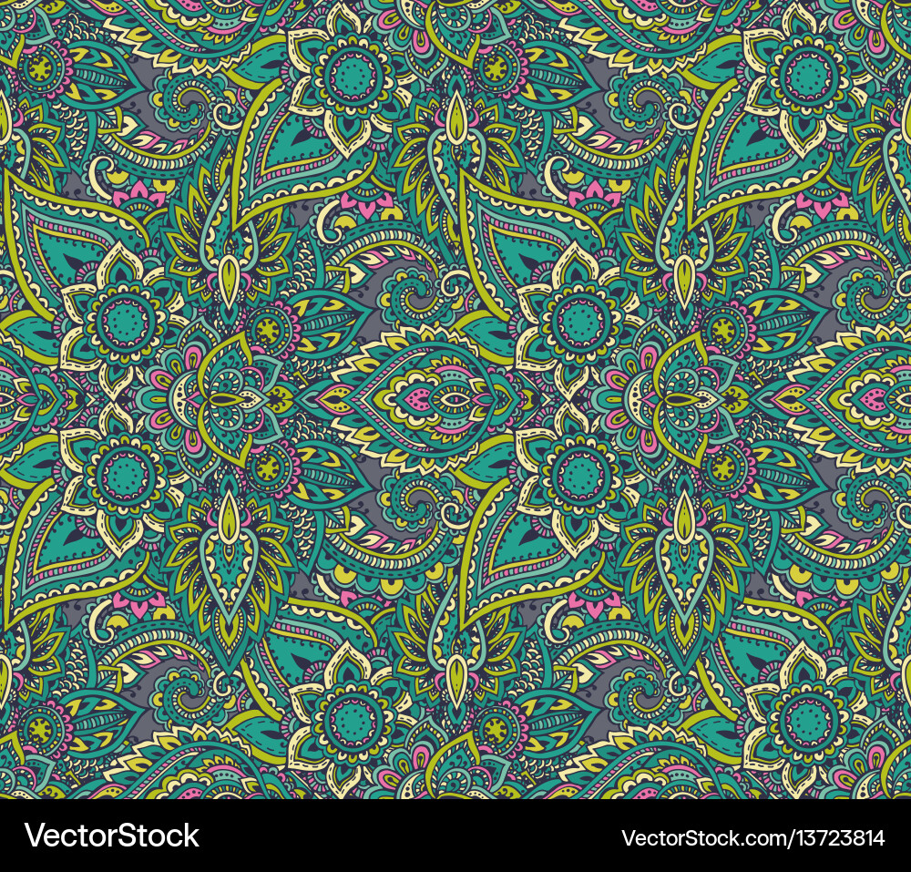Seamless pattern with henna mehndi floral Vector Image