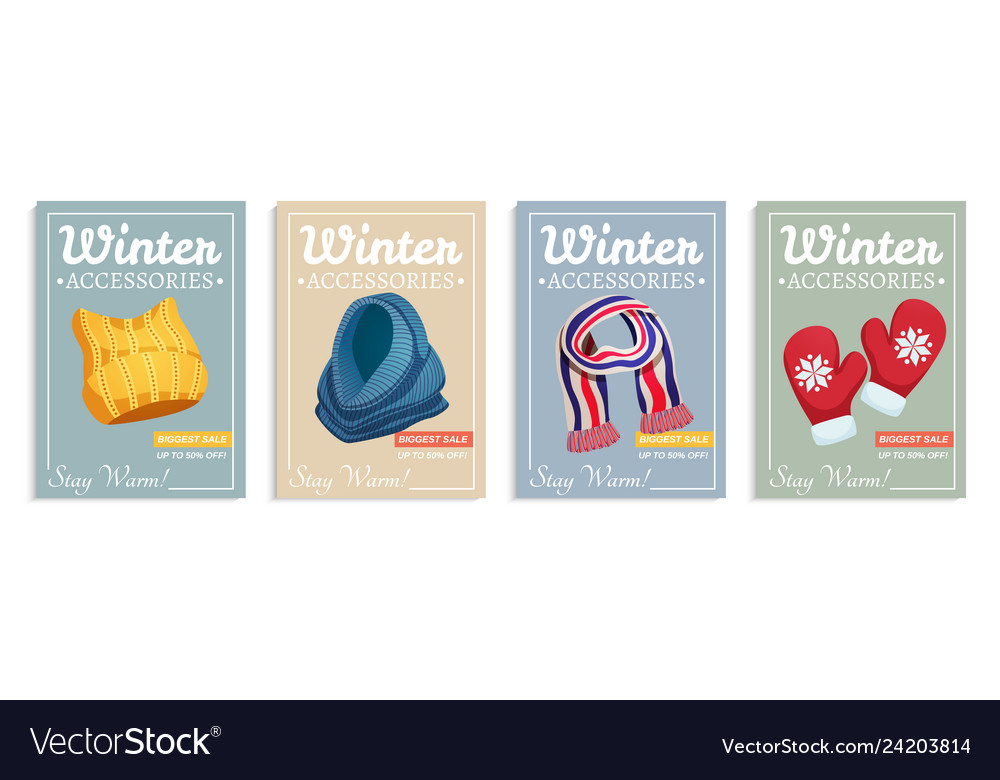 Winter outerwear posters collection Royalty Free Vector