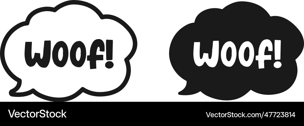 Woof text in a speech bubble cloud outline Vector Image