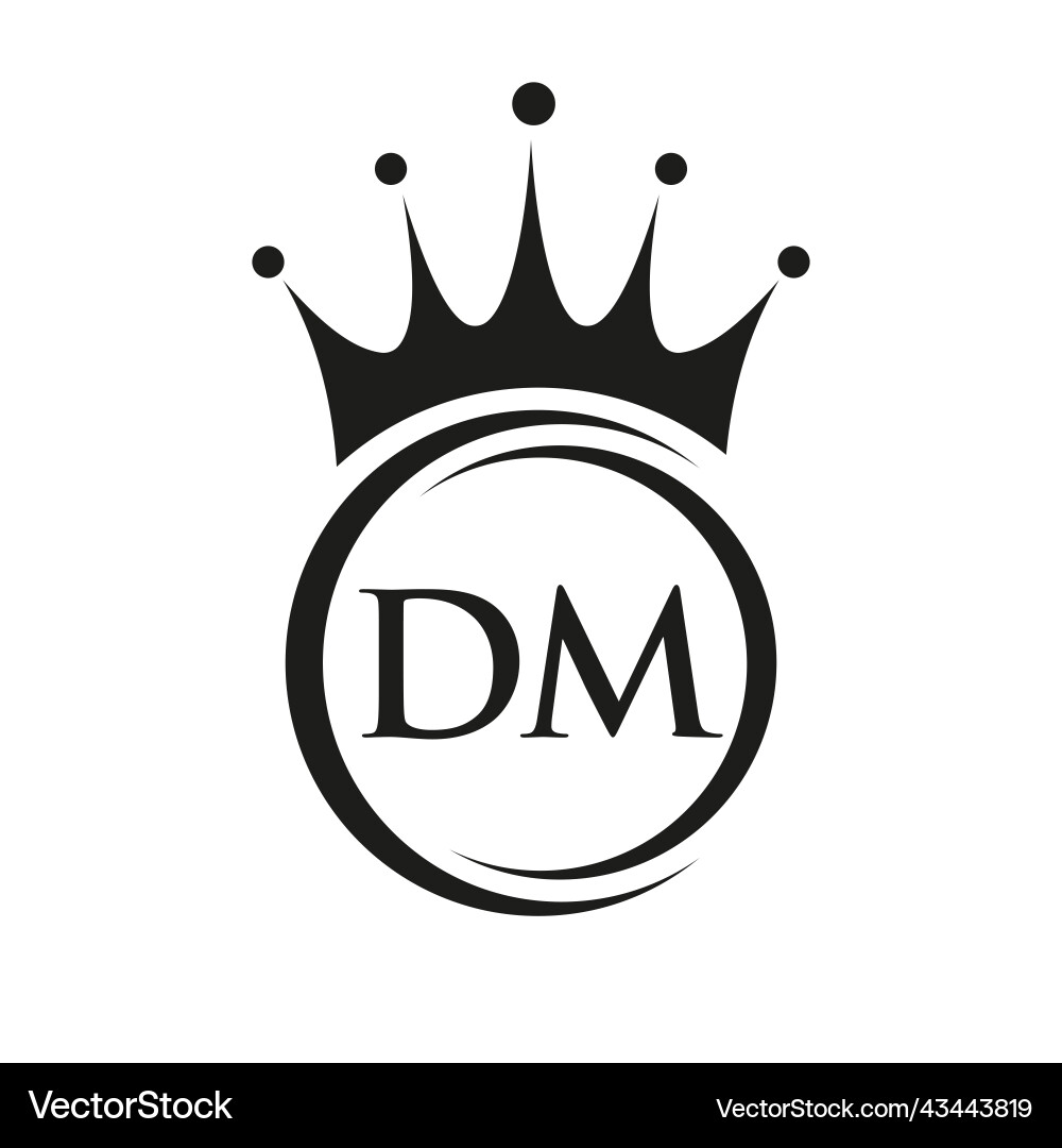 Letter dm crown logo royal for spa Royalty Free Vector Image
