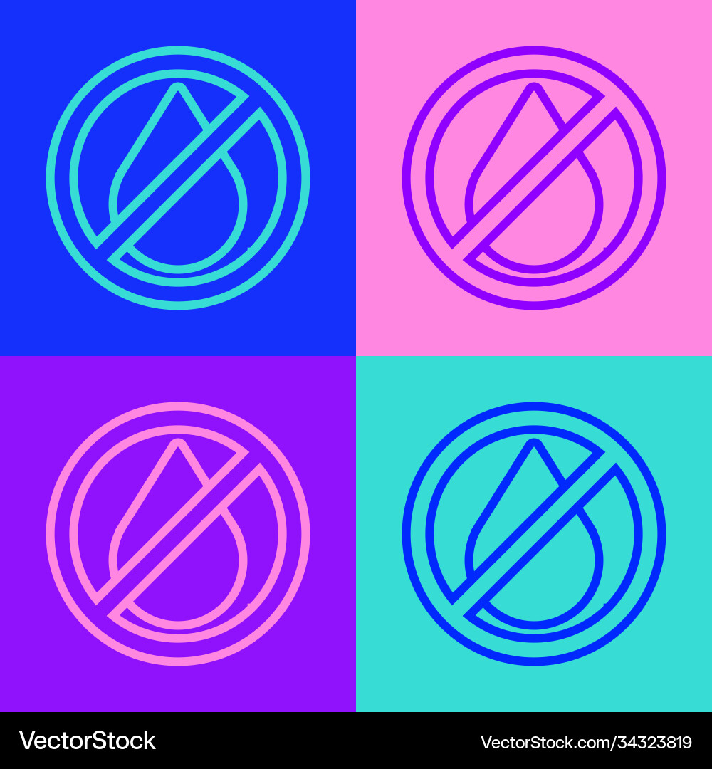 Pop art line water drop forbidden icon isolated Vector Image