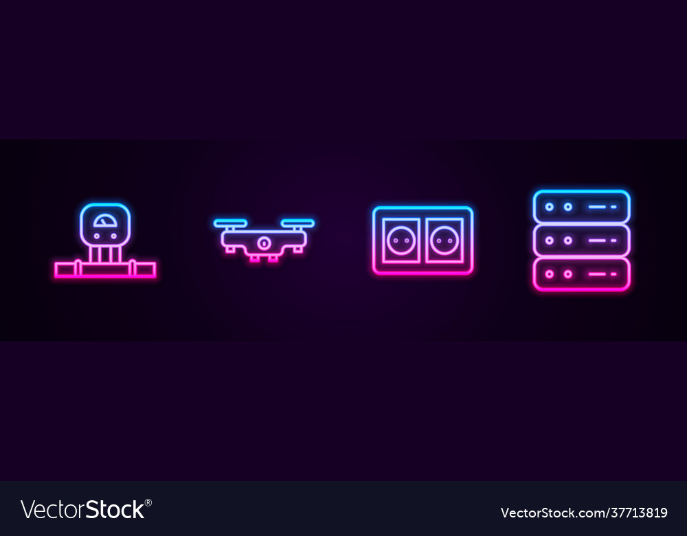 Set line smart sensor drone flying electrical Vector Image Set line smart sensor drone flying electrical Vector Image