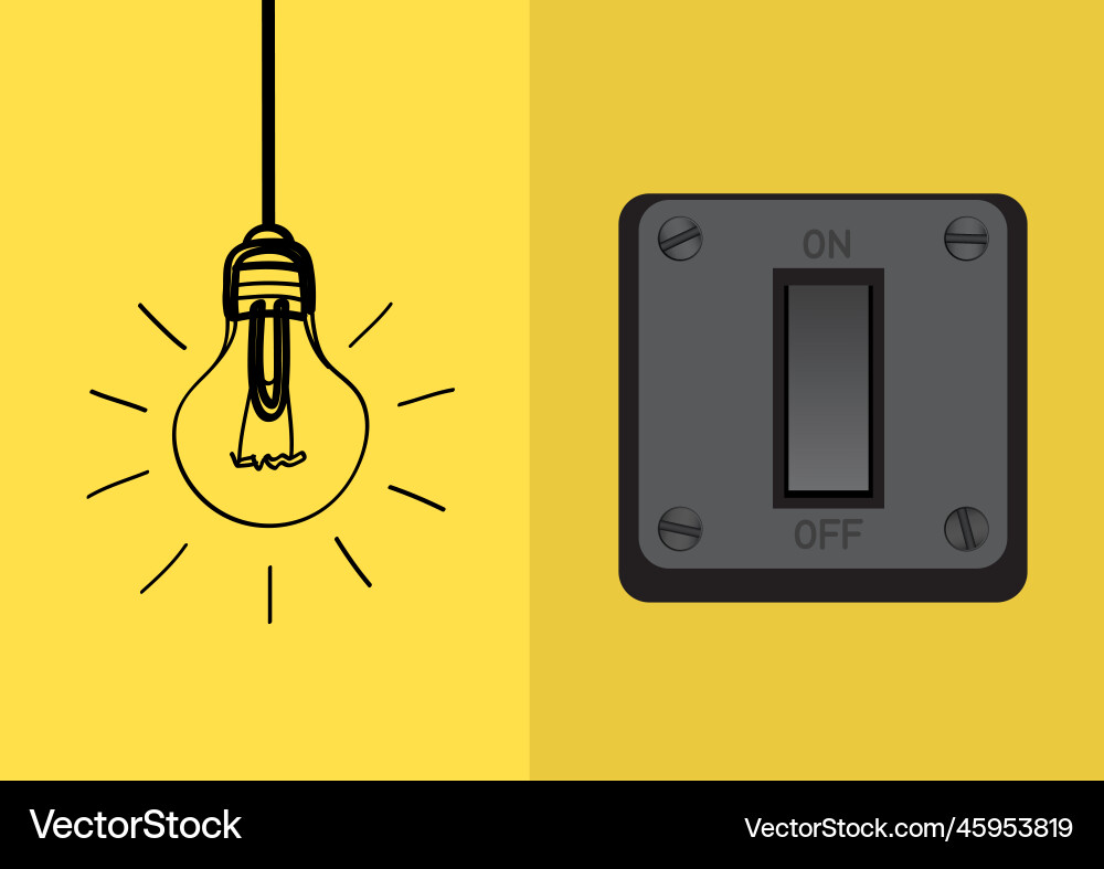 Switch lamp light on yellow background Royalty Free Vector