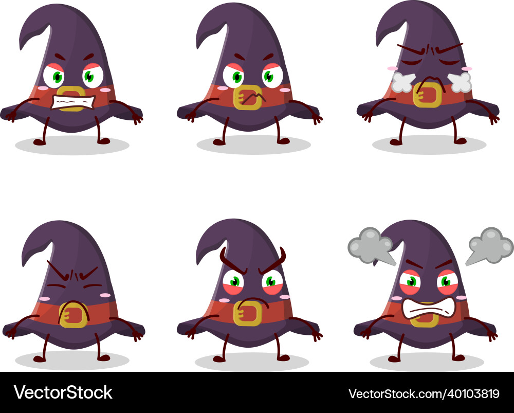 Witch hat cartoon character with various angry Vector Image