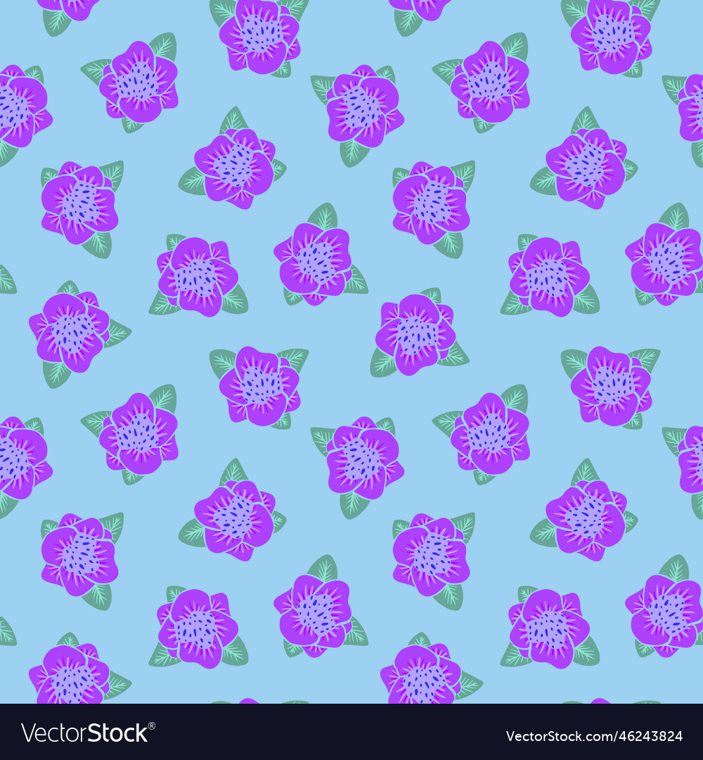 Abstract Purple Flowers Seamless Pattern Vector Image