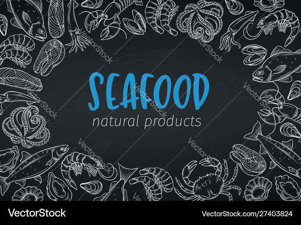 Fish poster chalkboard style Royalty Free Vector Image