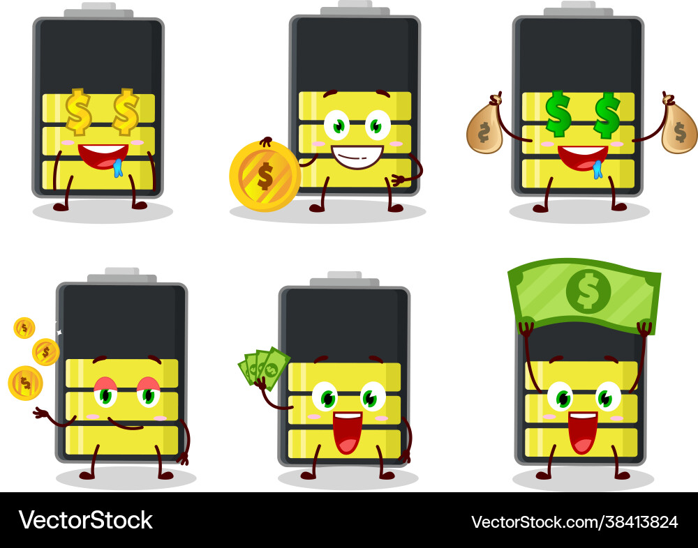 Medium battery with cute emoticon bring money Vector Image