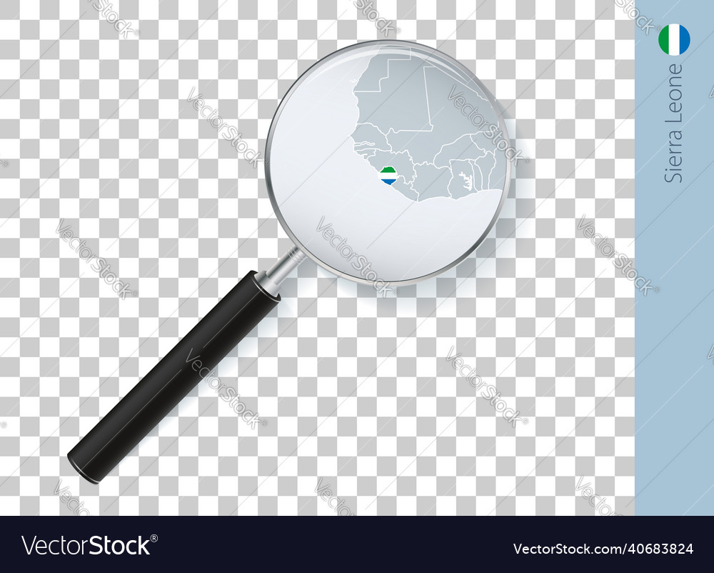Sierra leone map with flag in magnifying glass Vector Image