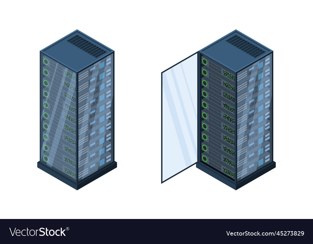 Isometric servers data storages 3d computer Vector Image