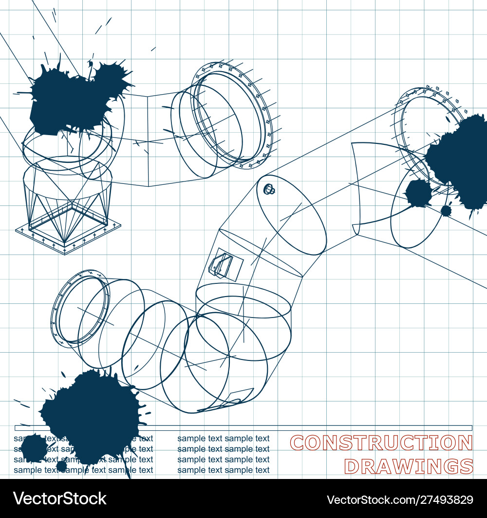 Technical draft ink blots Royalty Free Vector Image