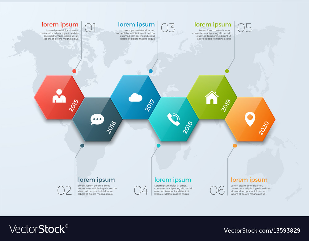 Timeline chart infographic template with 6 options Timeline chart infographic template with 6 options