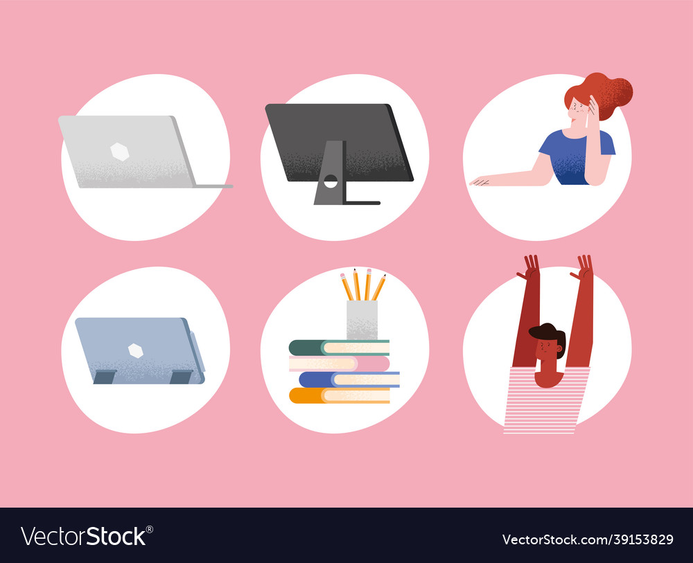 Virtual class equipments Royalty Free Vector Image