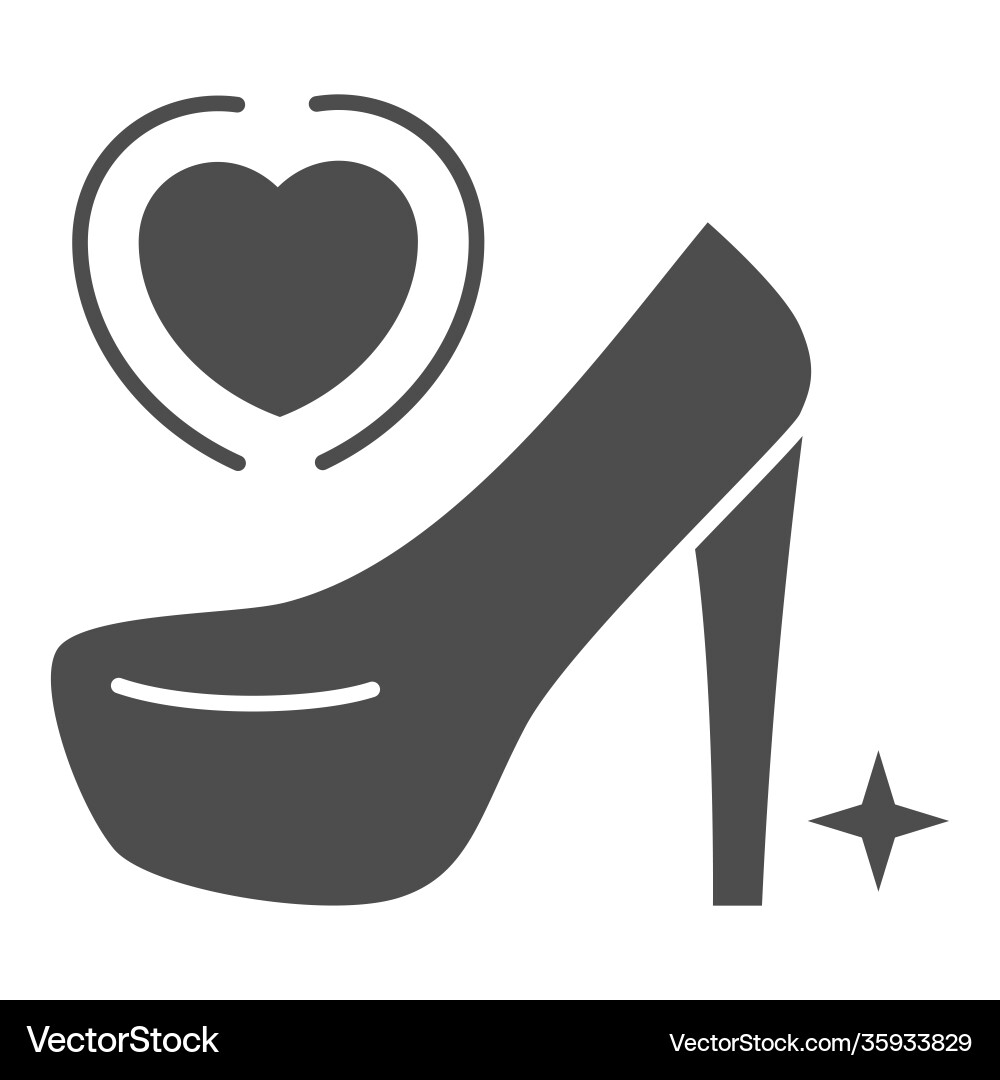 Women shoe with heart solid icon valentines day Vector Image