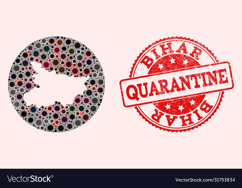 Covid19 virus hole circle map bihar state mosaic Vector Image