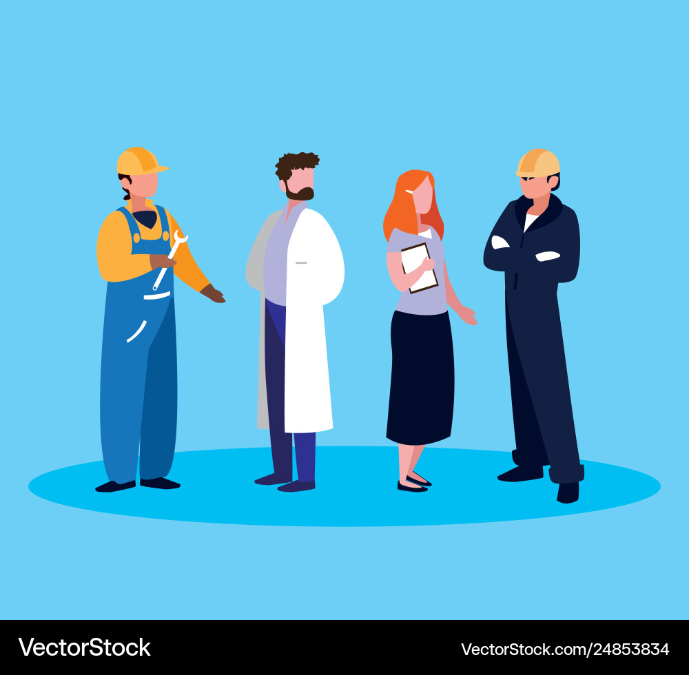 Doctor with group professionals Royalty Free Vector Image